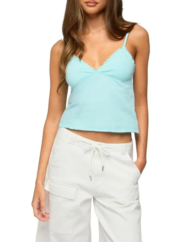 EDIKTED Glendon Stretch Cotton Camisole - Turquoise