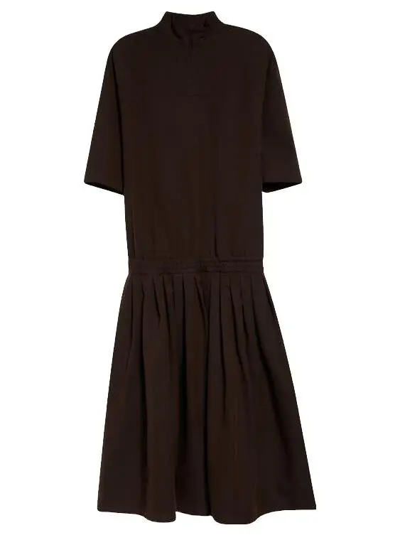 MAISON MARGIELA Wool Blend Midi Shirtdress With Pleated Skirt - Brown