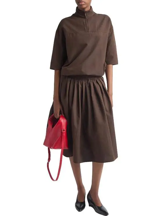 MAISON MARGIELA Wool Blend Midi Shirtdress With Pleated Skirt - Brown