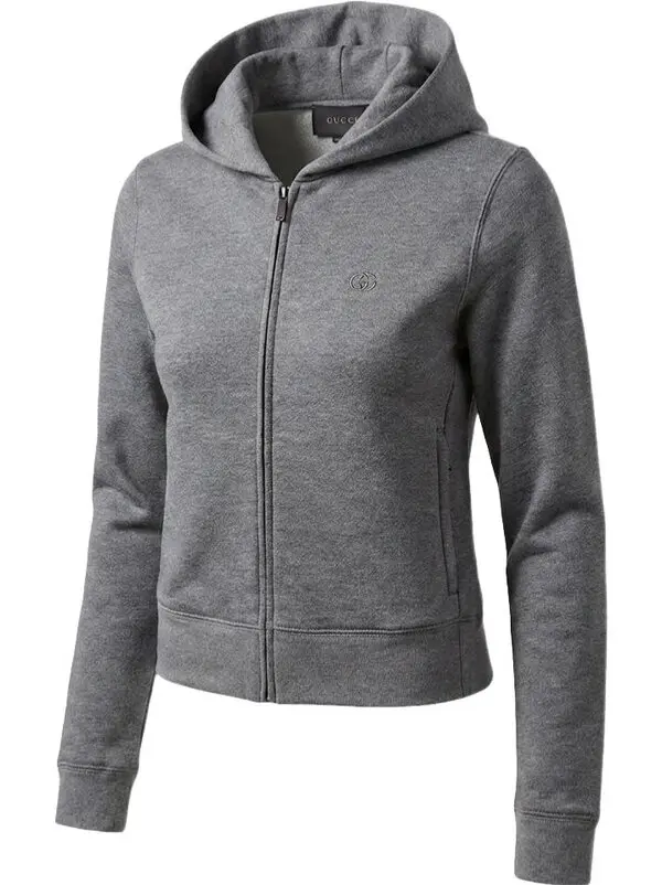 Gucci Cotton Silk Jersey Sweatshirt With Zip - Grey