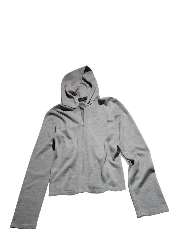 Gucci Wool Silk Blend Hooded Zip-up Cardigan - Grey