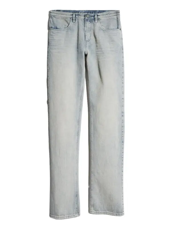 Gucci Slim Fit Marbled-wash Cotton Denim Pants - Light Blue