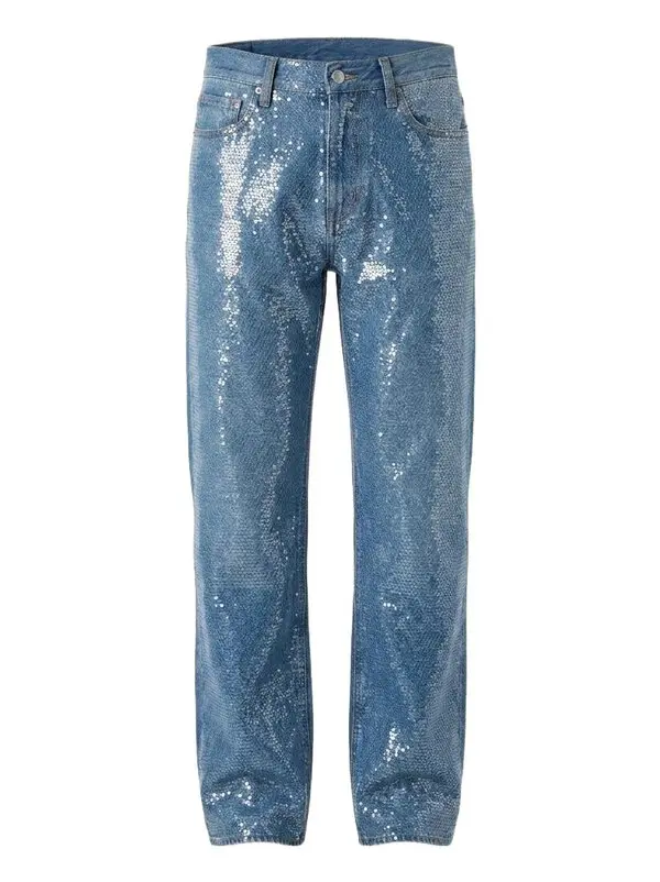 Gucci Sequined Denim Pants - Light Blue