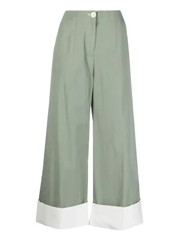 LOW CLASSIC Wide-leg Trousers With Turn-up Cuffs - Gray