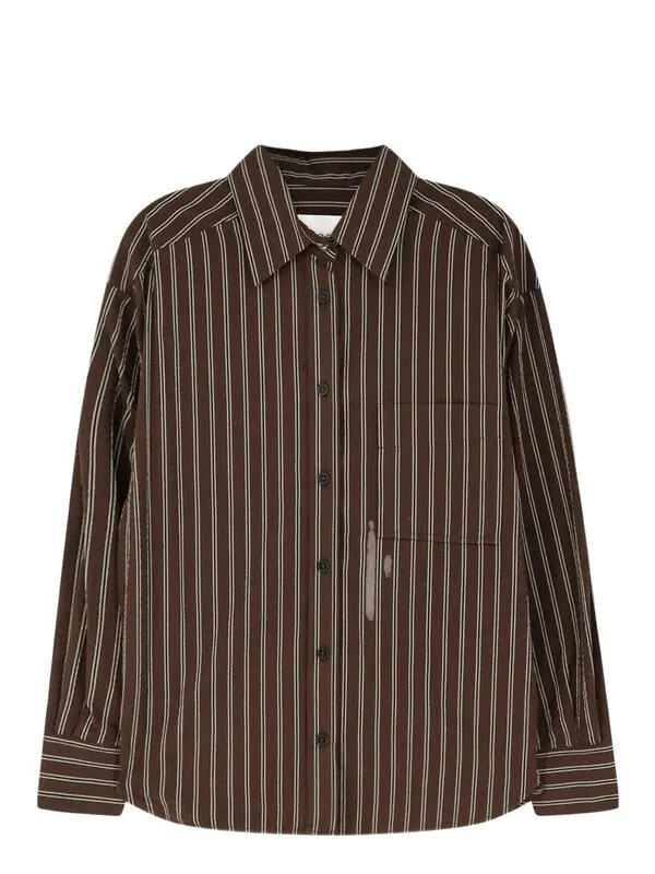 Closed Striped Cotton Shirt - Brown