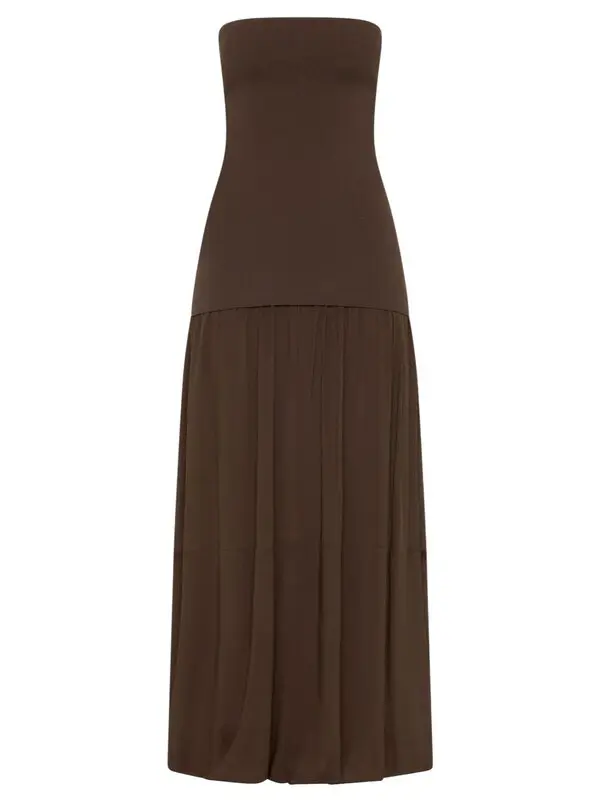 ST. AGNI Strapless Lantern Hem Maxi Dress - Cedar