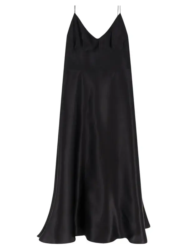 Alberta Ferretti Flared Silk Dress - Black