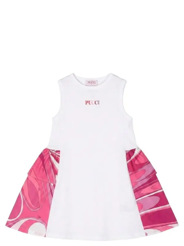 Emilio Pucci Sleeveless Tiered Skirt Dress - White