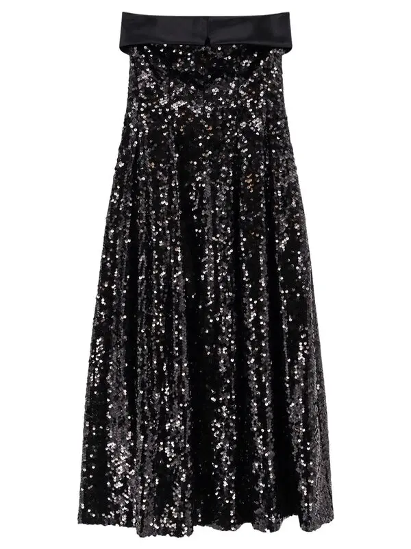 Alberta Ferretti Sequined A-line Gown - Black
