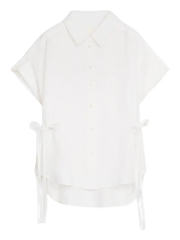 Closed Side-tie Short-sleeve Shirt - White