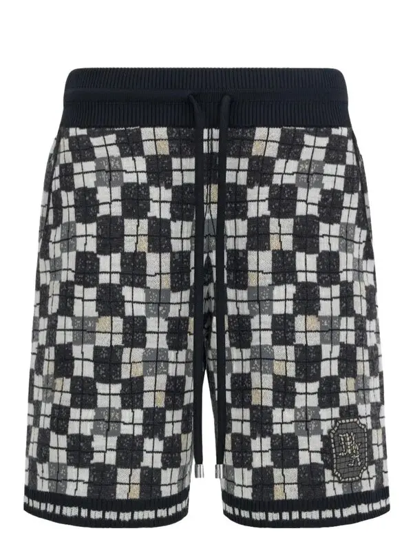 Amiri Checkered Knit Shorts - Black