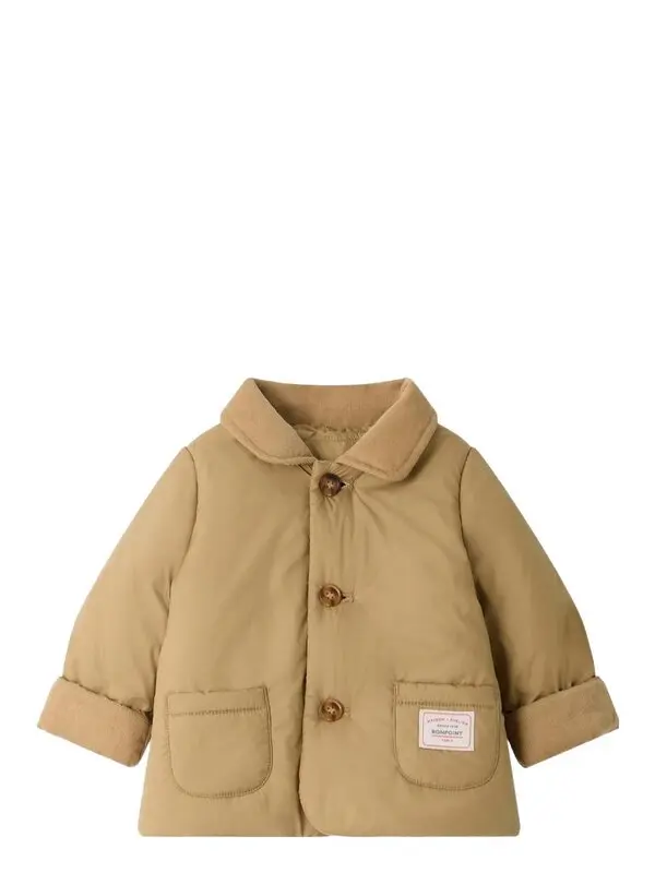 Bonpoint Detachable Hood Jacket With Velvet Detailing - Camel