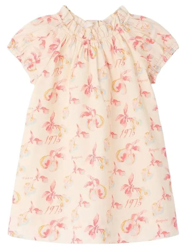 Bonpoint Organic Cotton Cherry Print Dress - Off-white Printing