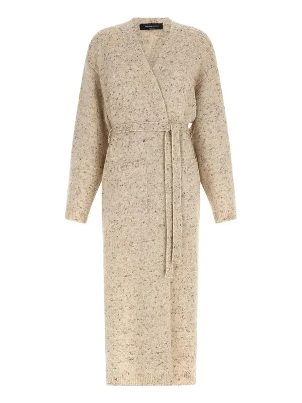 Fabiana Filippi Robe-style V-neck Sweater With Waist Tie - Beige