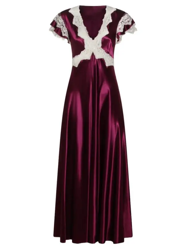 Alberta Ferretti Maxi Dress With Lace Trim - Black