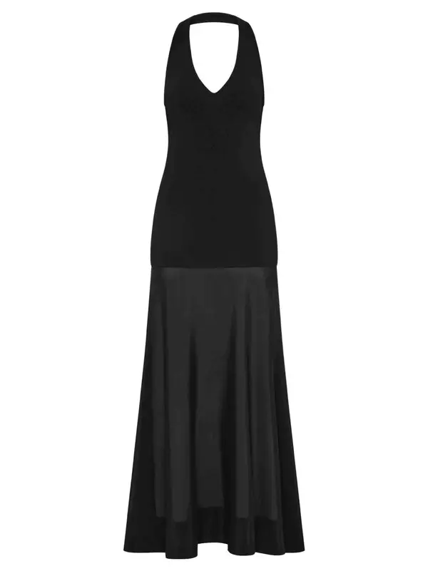 ST. AGNI Sleeveless Backless Halter Maxi Dress - Black