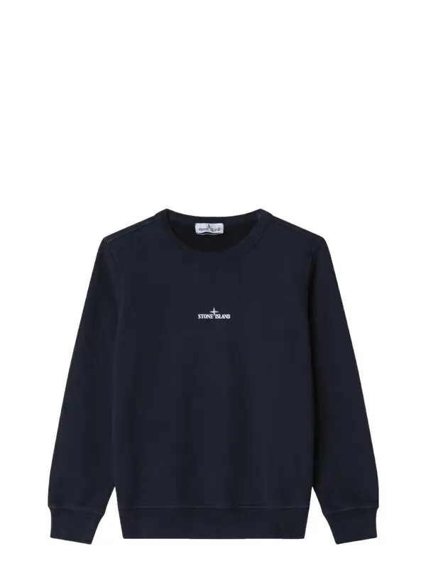 Stone Island Crewneck Sweatshirt With Logo Print - Navy