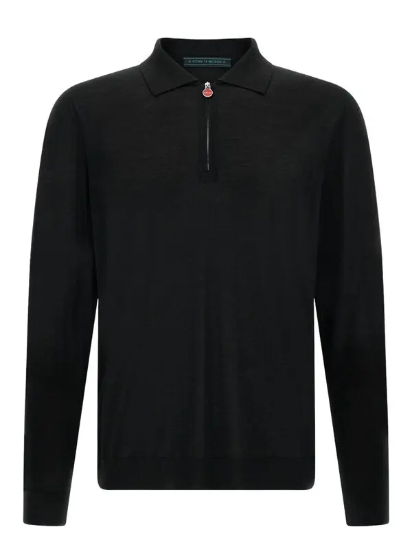 Kiton 14 Microns Zip-neck Polo Shirt - Black