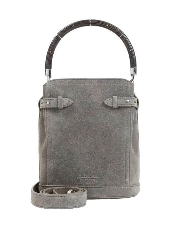 Ralph Lauren Suede Bucket Bag With Walnut Wood Top Handle - Brown