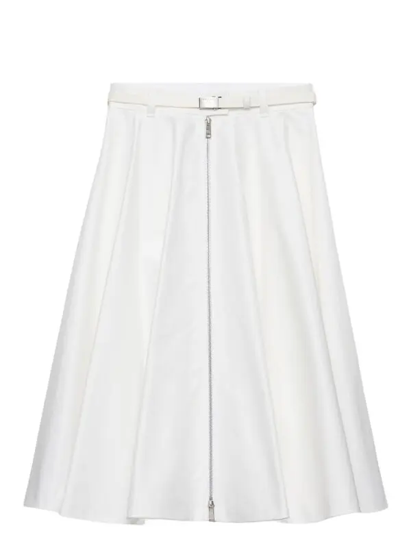 Prada Chino Midi Skirt With Zipper Detail - White