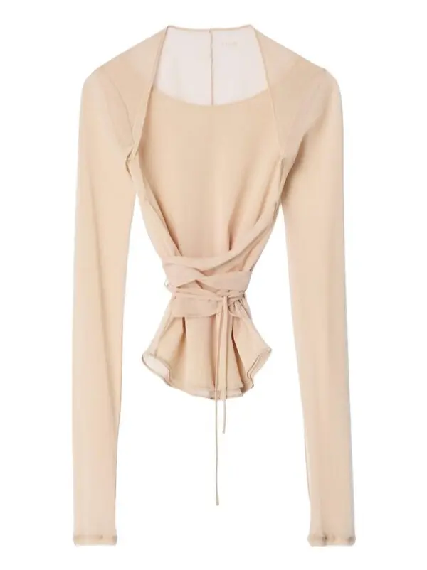 LEMAIRE Ballerina Wrap Top In Mesh Jersey - Powder