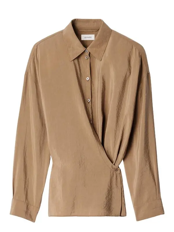 LEMAIRE Long-sleeved Draped Shirt - Toffee