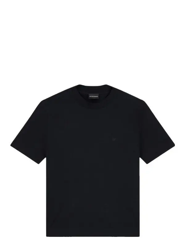 Emporio Armani Jersey T-shirt With Micro Eagle Embroidery - Black