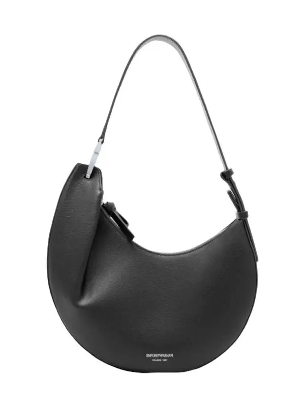 Emporio Armani Adjustable Zippered Hobo Shoulder Bag - Black