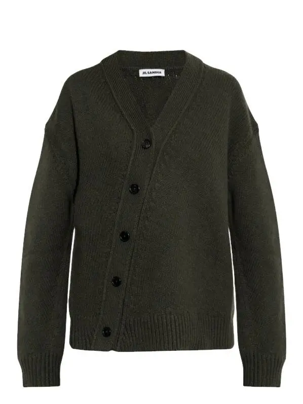 JIL SANDER V-neck Cardigan With Ribbed Cuffs And Hem - Black