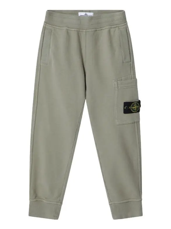 Stone Island Moss Cotton Jogging Trousers With Compass Patch - Mud