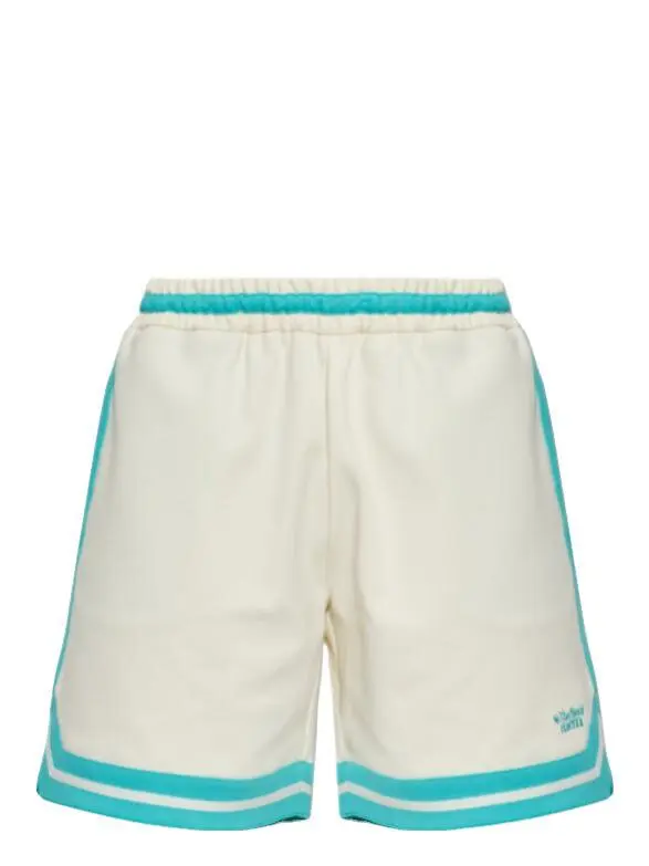 Mcm Elastic Waist Shorts With Embroidery - Cream