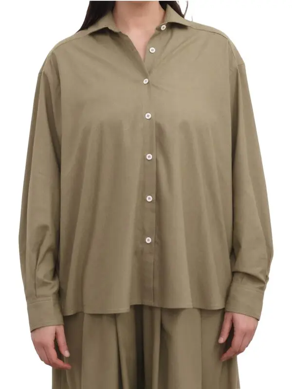 BASERANGE Long Sleeve Shirt With Turn-down Collar - Green