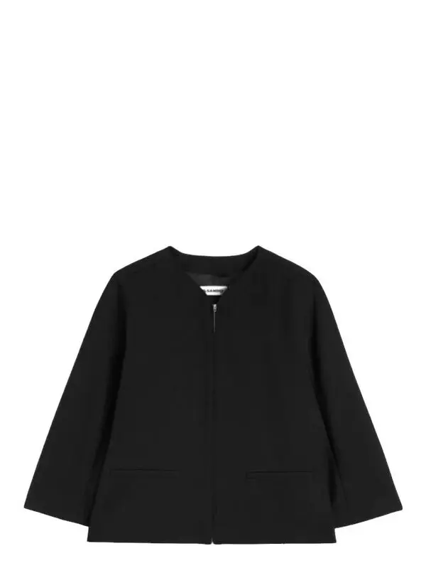 JIL SANDER Wool Gabardine Zip-up Jacket - Black
