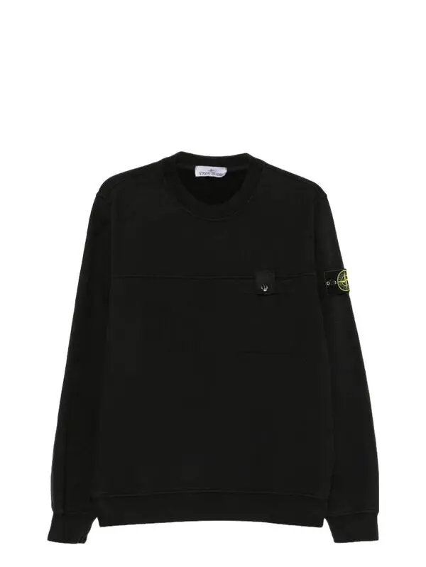 Stone Island Crew Neck Sweatshirt With Logo Patch - Black