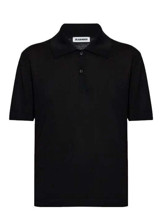 JIL SANDER Short Sleeve Polo Shirt - Black