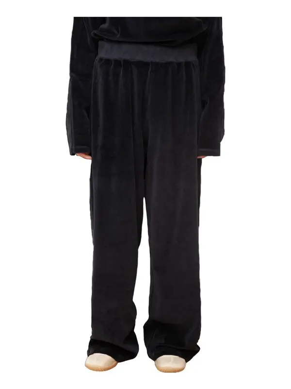 BASERANGE Elasticated Ribbed Waistband Casual Pants - Black