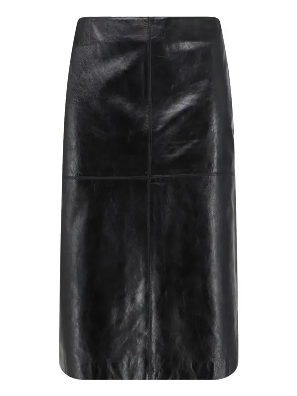 Soeur Leather A-line Skirt With Back Zipper - Black