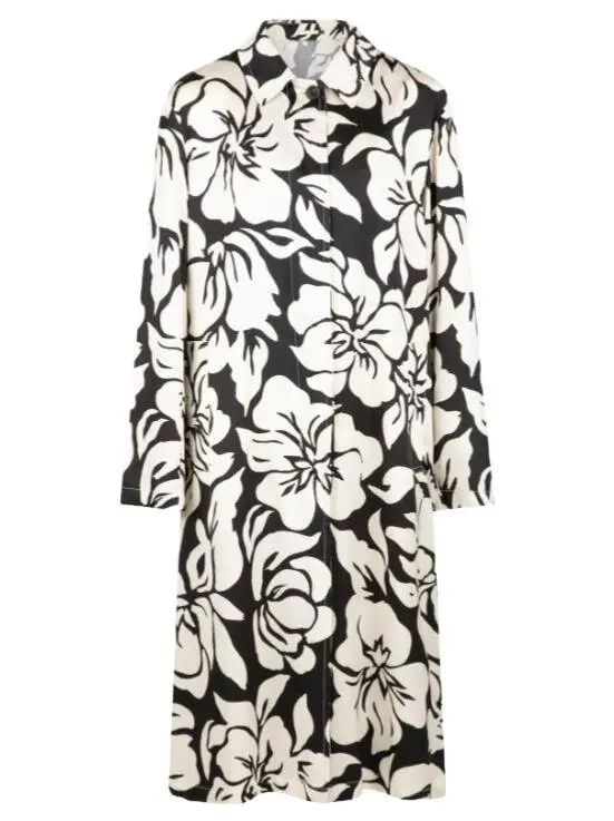 Dries Van Noten Long Sleeve Printed Shirt Dress - Black