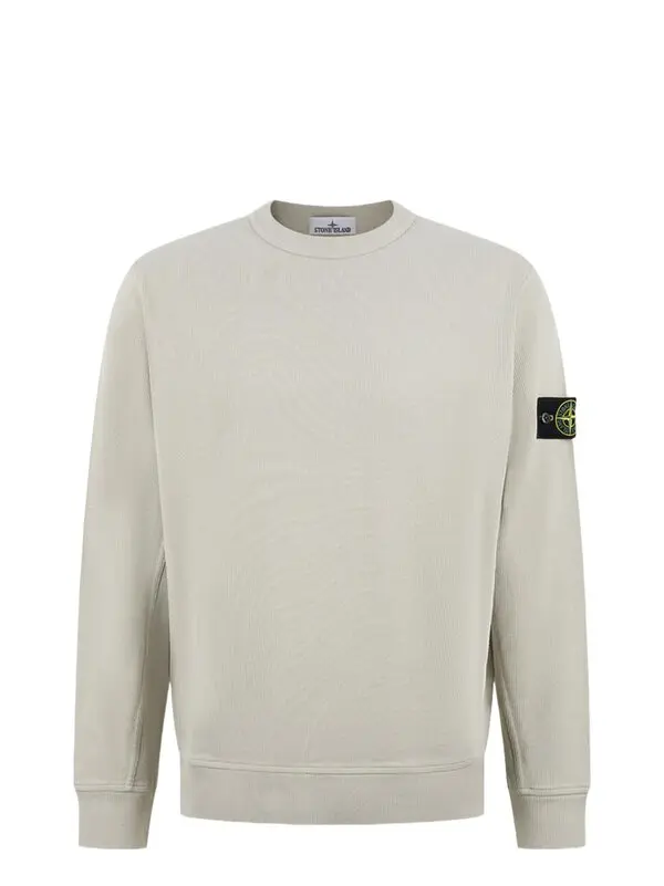 Stone Island Crewneck Sweatshirt With Ribbed Details - Sand