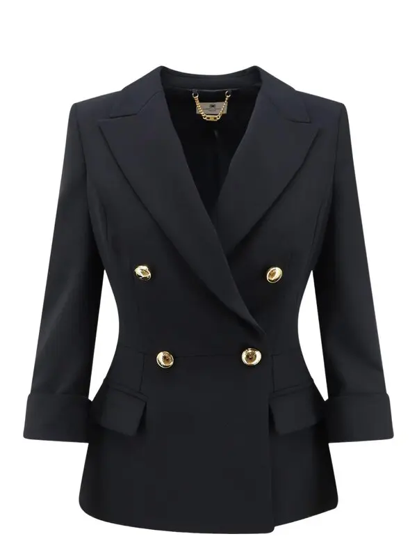 Elisabetta Franchi Double-breasted Suit Jacket With Notched Lapel - Black