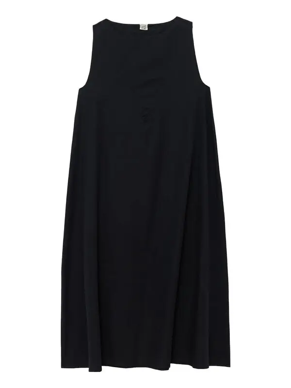 BASERANGE Sleeveless Boat Neck Flared Dress - Black