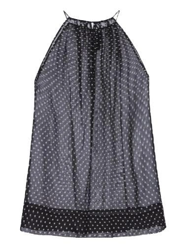 NILI LOTAN Nikki Halterneck Polka-dot Silk Top - Black