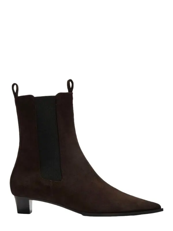 AeydĒ Suede Ankle Boots With Pointed Toe And Conical Heel - Mocha