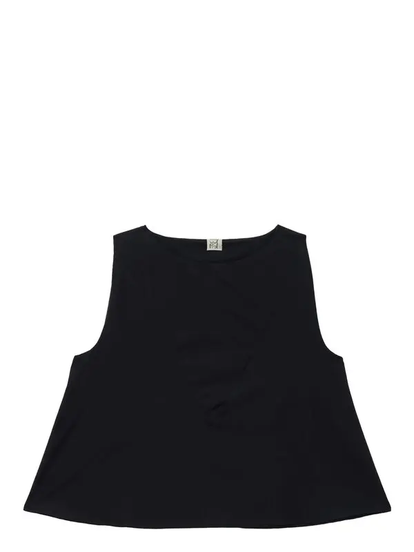BASERANGE Sleeveless Boat Neck Top With Curved Hem - Black