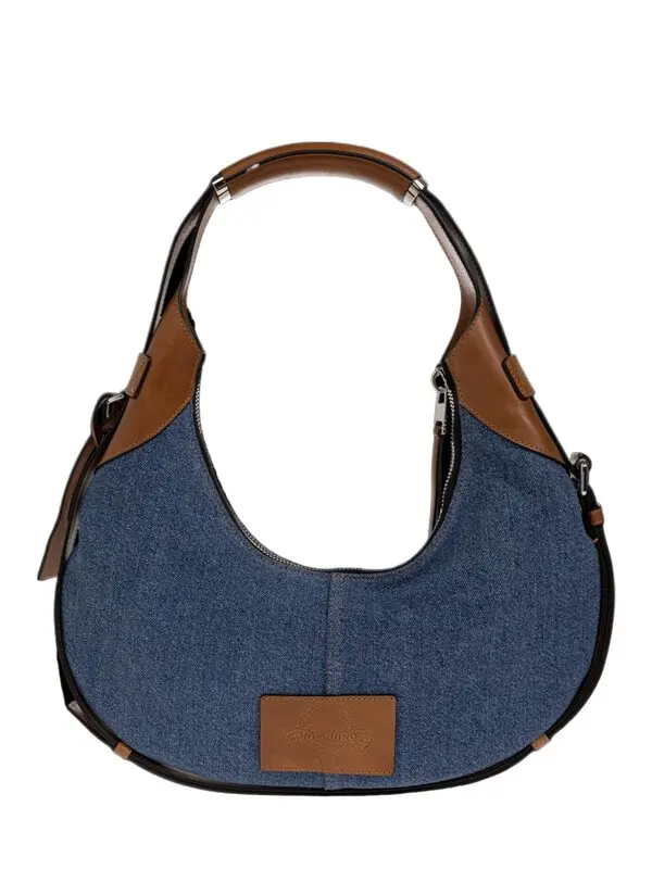 Moschino Denim And Leather Shoulder Bag - Blue
