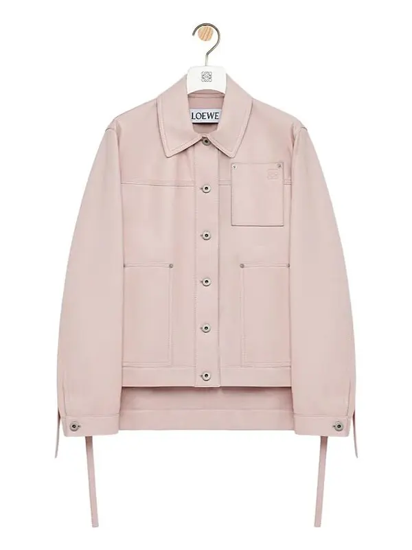 Loewe Workwear Jacket With Asymmetrical Hems And Leather Ties - Light Pink