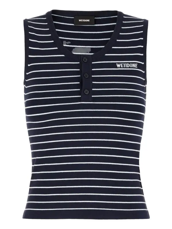 We11Done Striped Sleeveless Vest - Navy