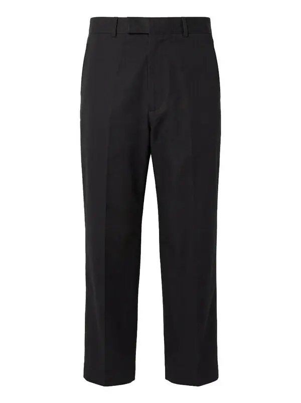 Gucci Straight Leg Cropped Poplin Chino Trousers - Black