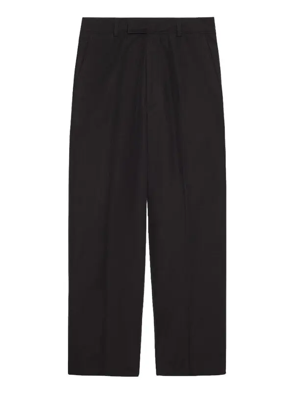 Gucci Straight Leg Cropped Poplin Chino Trousers - Black