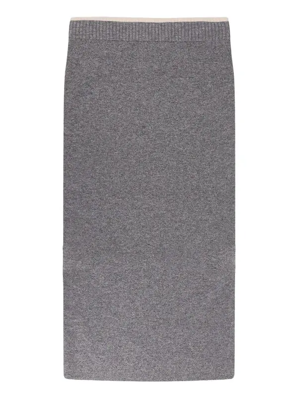 Pinko Logo Patch Knitted Midi Skirt - Gray